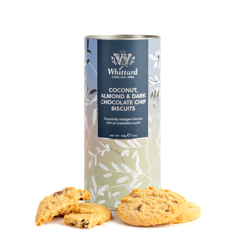 Coconut, Almond and Dark Chocolate Chip Biscuits | Biscuits | Whittard ...